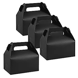 Lainrrew 30 Pcs Gable Candy Treat Boxes, Small Goodie Boxes Christmas Party Favor Boxes Kraft Paper Gift Box for Christmas Party Decorations Birthday Party Favors (Black)