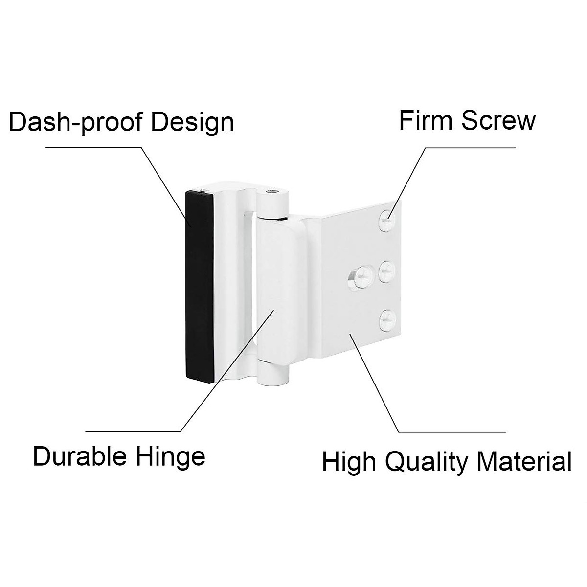 TOYFUL 2 Pack Door Reinforcement Locks with 8 Screws, Home Security Door Lock for Toddler, Childproof Door Lock Night Lock Withstand 800 Lbs White