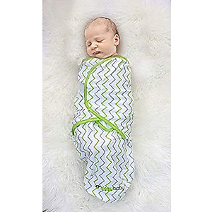 Ziggy Baby Swaddle Blanket Wrap Set Chevron, Dot, Solid, Grey/Green/White, 3 Pack