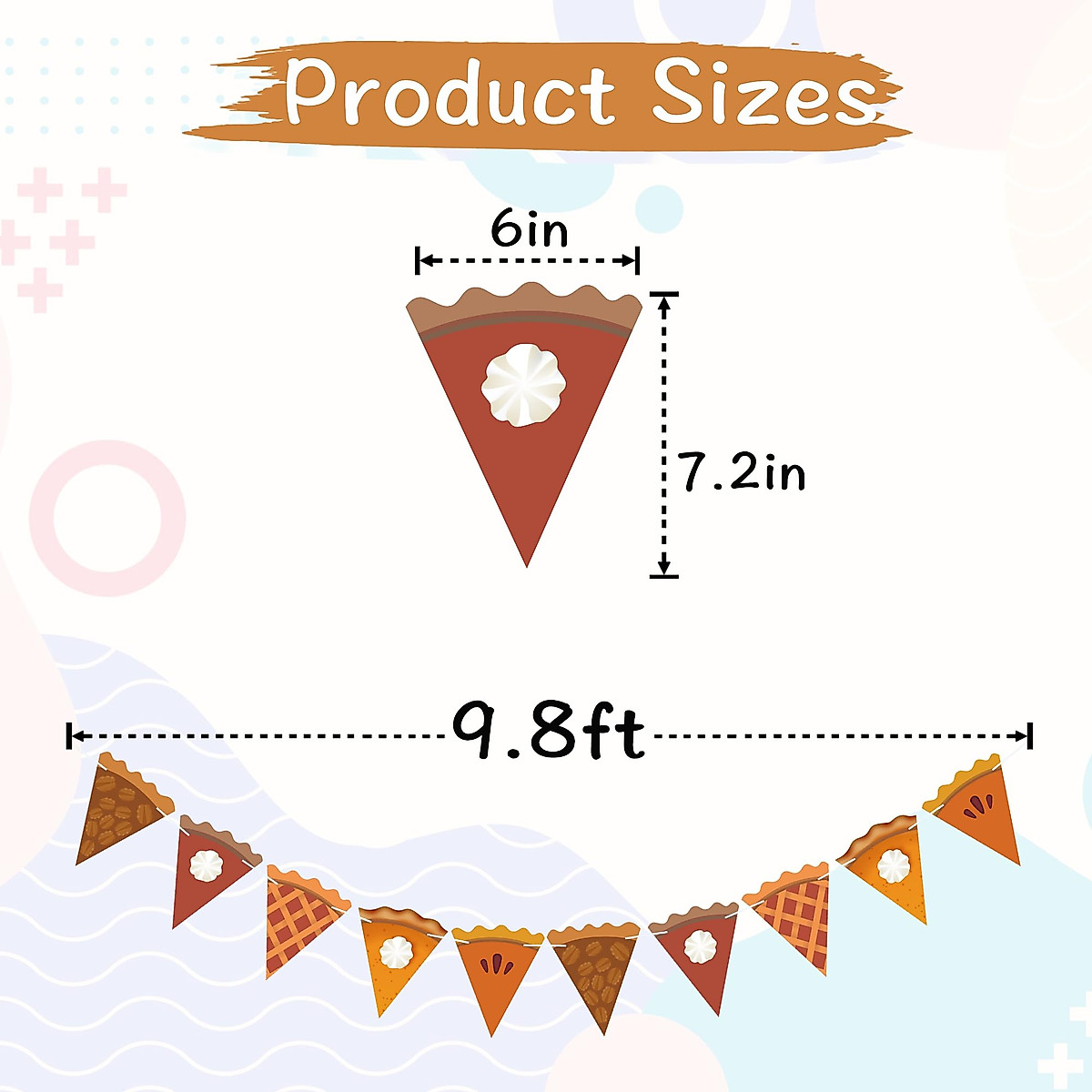 VILIFEVER Pumpkin Pie Banner Thanksgiving Decorations, Pie Slices Bunting, Thanksgiving Banner, Fall Party Decor Harvest Home Mantel Decorations Party Supplies