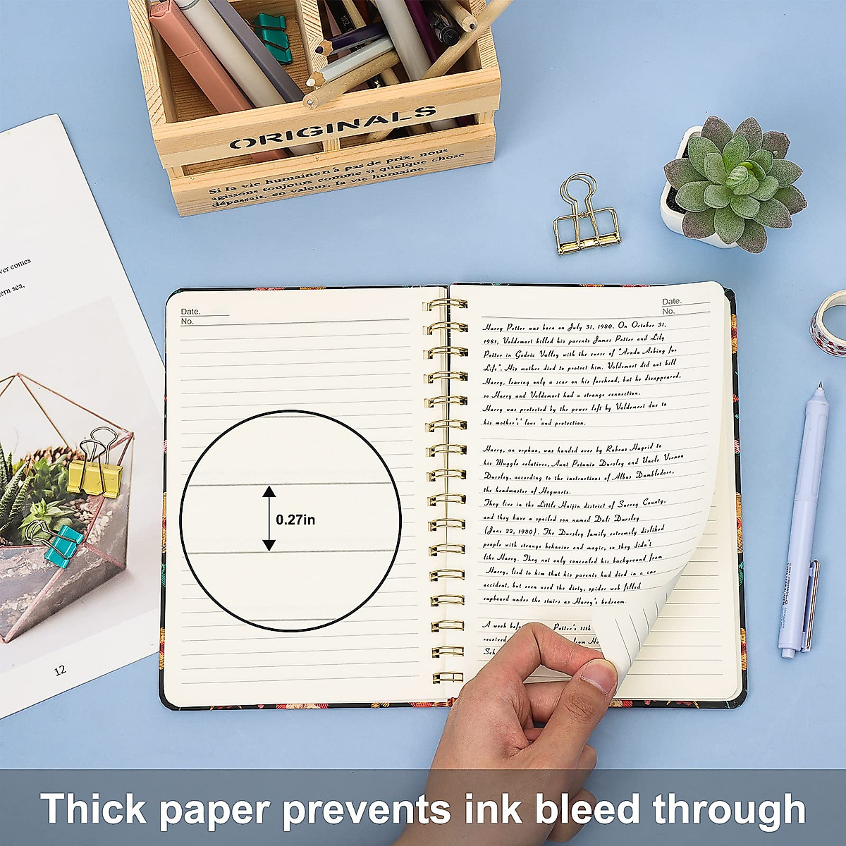 EOOUT Spiral Notebook, A5 Hardcover Spiral Journal for Women, 5.7x8.5 Inches, 160 pages, Cute Floral Notebook, Lined Journal for Gifts Office School and Work