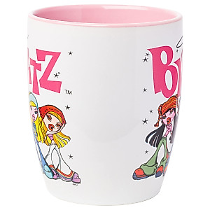 Silver Buffalo Bratz Logo and Group Jumbo Curved Ceramic Mug, 25 Ounces