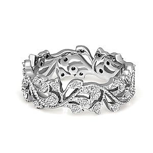 FRIENDLY DIAMONDS 3/8 Carat | 10K White Gold | IGI Certified Lab Grown Thorn of a Rose Diamond Band Ring |Brilliant-Cut Round Shape Diamond | GH-SI1 Quality