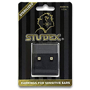 STUDEX Sensitive Cubic Zirconia Stud Earrings 3mm | Hypoallergenic and Nickel Safe for Sensitive Ears | Gold Plated Posts | High Fashion Earrings for Women and Men-PR-741-S