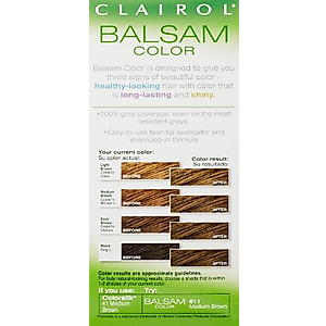 Clairol Balsam Permanent Hair Dye, 611 Medium Brown Hair Color, 3 Count