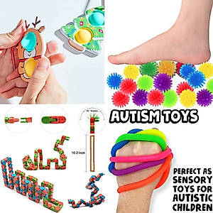 36 Pcs Christmas Fidget Toys Set With Christmas Tree Pop Bubble Toys, Pop Tube, Mochi Squeeze Sensory Toys for Kids Boys Girls Christmas Party Favors Stocking Stuffers Stress Relief Gifts Pack