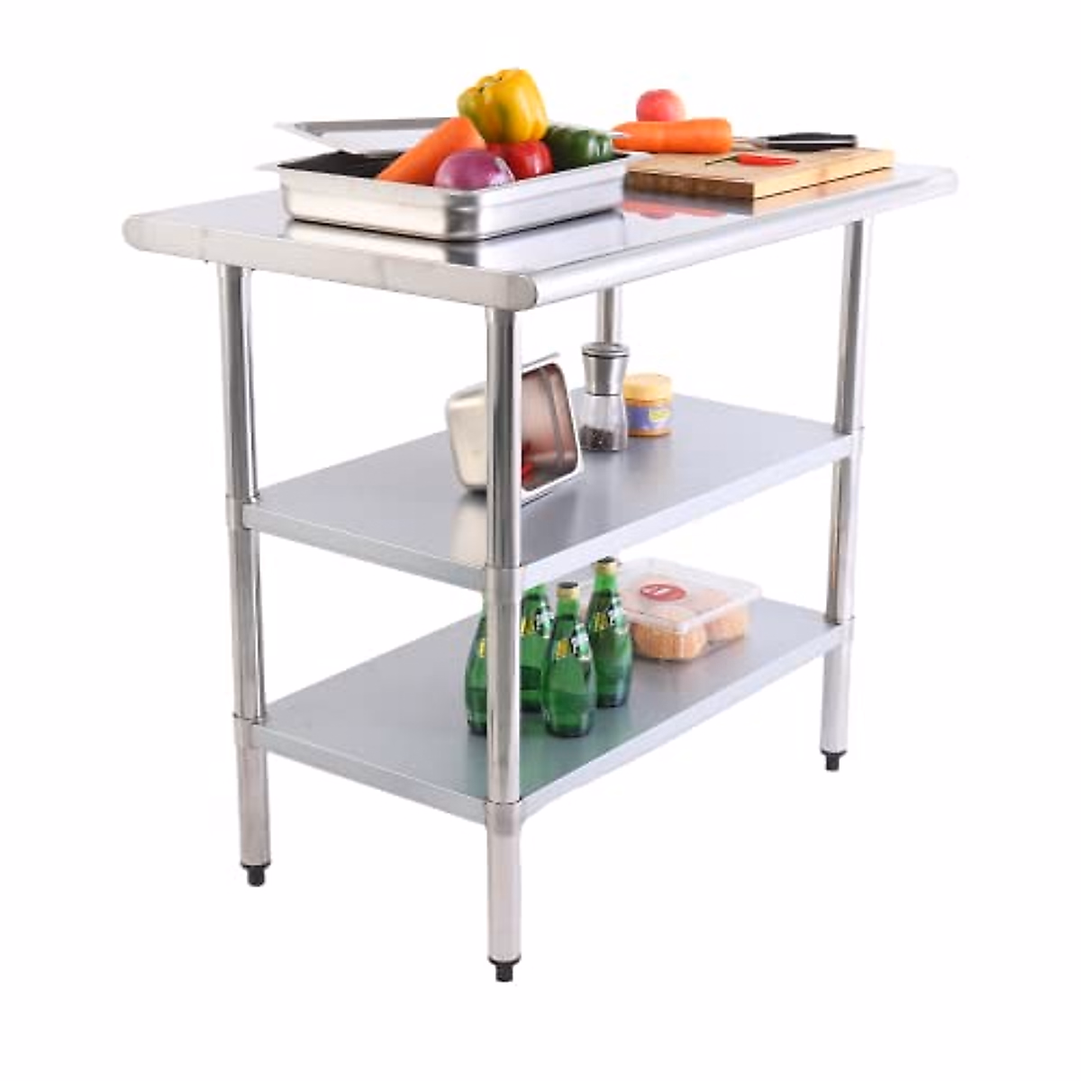 ERUPTA Stainless Steel Table 24x36 inches, NSF Commercial Heavy Duty Kitchen Food Prep Work Table with Adjustable Double Under-Shelves for Restaurant,Hotel,Home Kitchen,Food Truck,BBQ