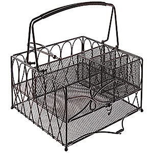 Gourmet Basics by Mikasa Loop Picnic Plate Napkin and Flatware Storage Caddy, Large, Antique Black