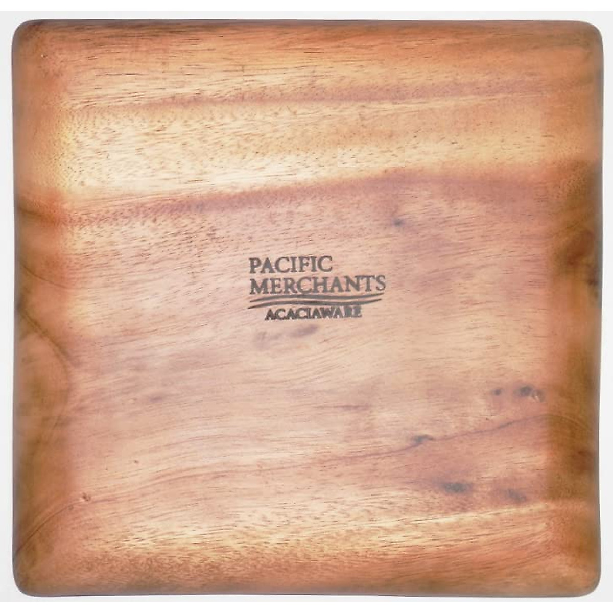 PACIFIC MERCHANTS Acaciaware Acacia Wood 12" Square Plate, Set of 4, Serving Tray, Square Charger Plate, Sustainable, Hand Made, Hawaiian History