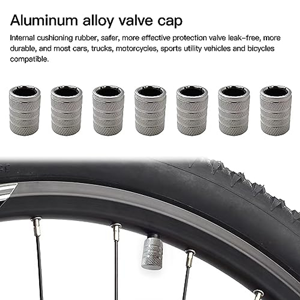 8pcs Car Tire Stem Valve Caps Wheel Caps Aluminum Car Wheel Tires Valves Tyre Stem Air Valve Caps(Silver)