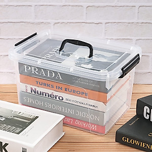 Esdiplot 10.5 L 4 Pack Clear Storage Box, Plastic Latching Box with Handles