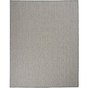 Nourison Courtyard Indoor/Outdoor Ivory Charcoal 8' x 10' Area Rug, Geometric, Easy Cleaning, Non Shedding, Bed Room, Living Room, Dining Room, Deck, Patio, Backyard (8x10)