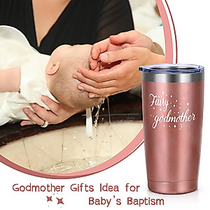 LiqCool Godmother Gift, Godmother Proposal Gift, Fairy Godmother 20 Oz Insulated Tumbler, Godmother Gifts from Godchild, God Mother Gifts for Women, Gifts for Godmother Birthday Christmas (Rose Gold)