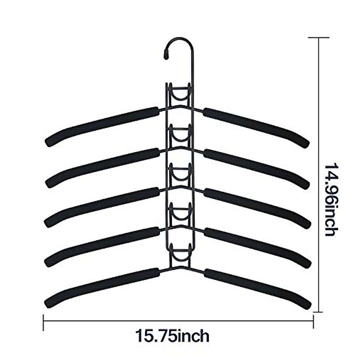 Esthesia Hangers 2 Pack 5 in 1 Multi Layer Hangers Non-Slip Eva Foam Padded Heavy Duty Thick Hanger Closet Storage Detachable Hanger for Suit Coat Shirt Skirt T-Shirt Pants(Space Saver)