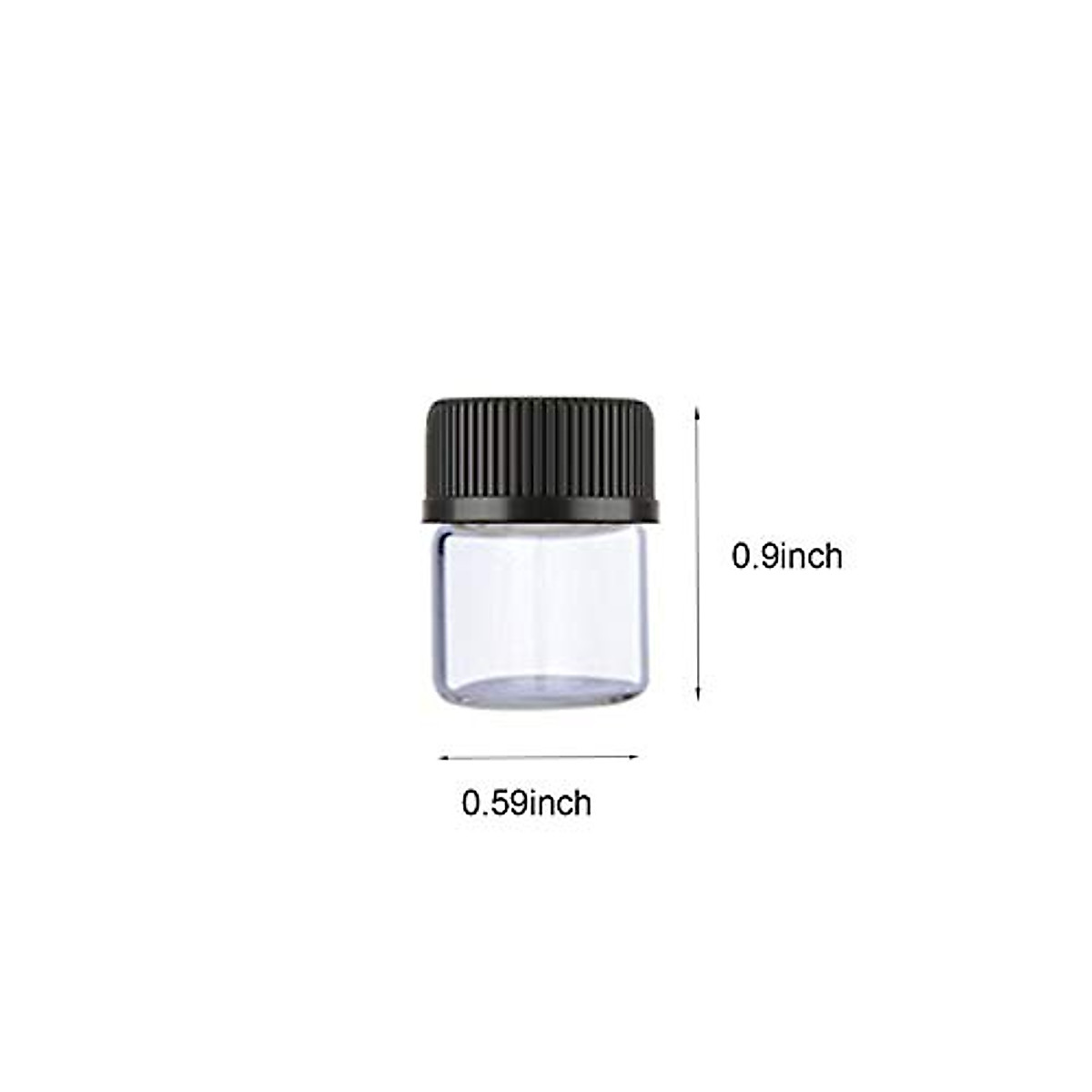 JJKMALL- 50Pcs Clear Sample Glass Bottles mini 1ml 1/4Dram Essential Oils Vials with Orifice Reducer Perfume Cosmetics Lotion Jars Container + 1pc gift Storage bag + 1pc 3ml Dropper