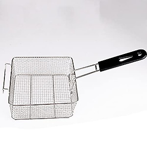 JUNXIAN Deep Frying Basket Stainless Steel Frying Basket With Handle Food Basket Square Hanging Removable Filter Fryer Frying Net
