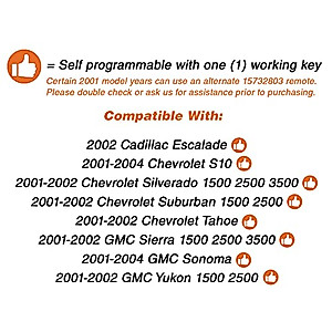 for 03-07 Cadillac Chevy GMC Hummer Pontiac Saturn Keyless Entry Remote Key Fob Red 3btn 21997127 LHJ011 - 2 Pack