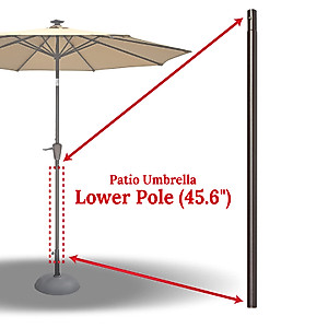 YardGrow Replacement Umbrella Lower Pole for Patio Umbrella, with Bullet Buckle (45.6''L, with bullet buckle) (Brown-45.6''L, with bullet buckle)