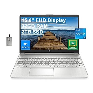 HP 2022 15.6 FHD Laptop Computer, 11th Gen Intel Core i5 1135G7(Beats Intel i7 1065G7), 32GB RAM | 2TB SSD | Free 32GB USB Business Card