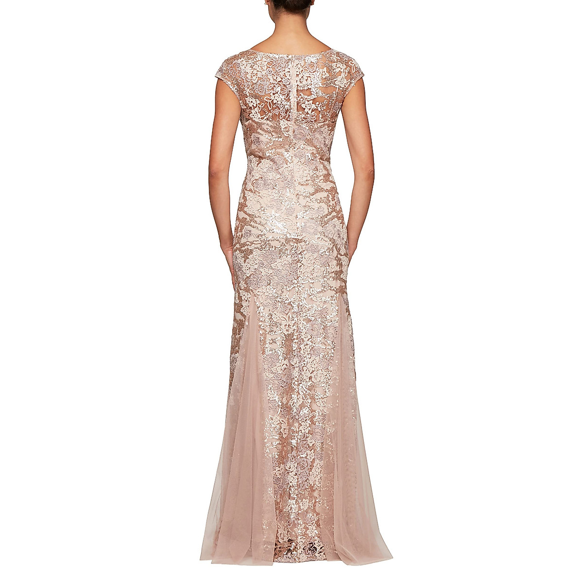 Alex Evenings Women's Long Fit and Flare Mother of The Bride Dress with Godet Detail (Petite and Regular Sizes), Rose Gold, 16