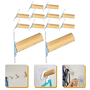 DOITOOL Heavy Duty Wall Hook 12Pcs Wood Wall Hooks for Hanging, Wooden Coat Hooks Wall Mounted, Adhesive Decorative Wall Hooks for Hanging Hat, Key,Towel(5 cm/ 2 inch) Backpack Hanger