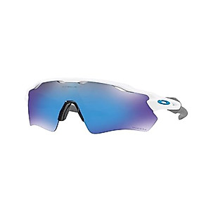 Oakley Men's OO9208 Radar EV Path Rectangular Sunglasses, Polished White Grey/Prizm Sapphire, 38 mm