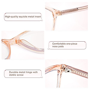 Madison Avenue Square Vintage TR90 Blue Light Blocking Reading Glasses for Women with Case, Anti Glare/Eyestrain Computer Readers Transparent Brown 2.5