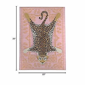 Vintage Boho Style Cheetah Print Area Rug 2x3 Red Leopard Wool Rug for Living Dining Room Bedroom Washable Anti Slip Stain Shedding Foldable Low Pile Soft Carpet