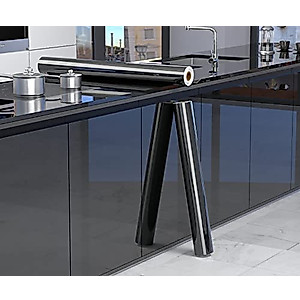 Oxdigi Black Contact Paper Decorative 24 x 196 inches for Cabinets Countertops Kitchen Glossy Glitter Self Adhesive Film Peel and Stick Waterproof Removable Wallpaper