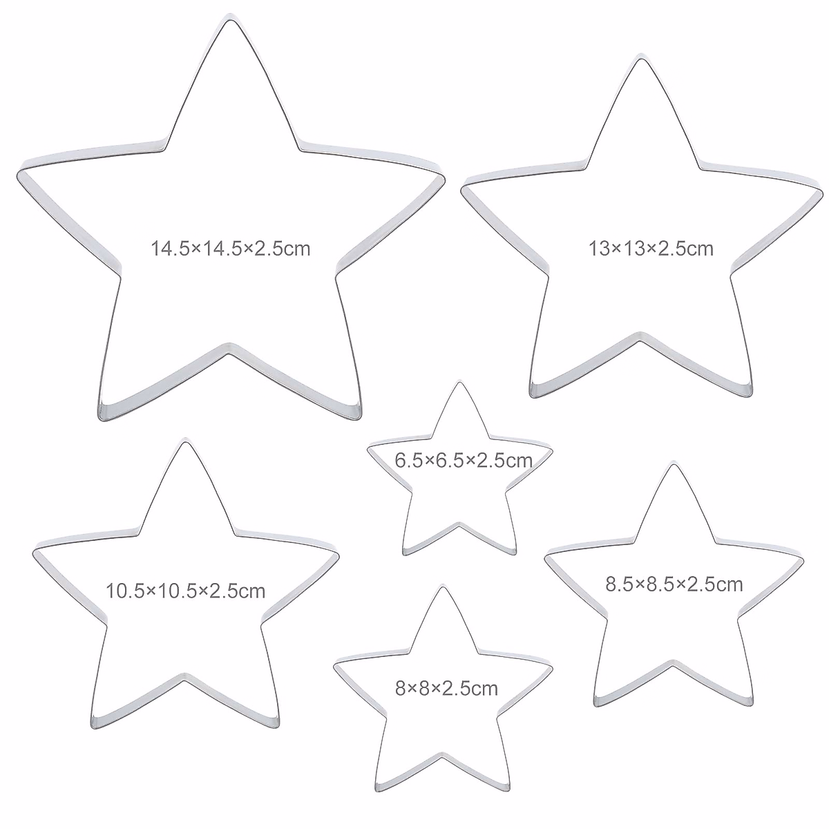 GWHOLE Gingerbread Christmas Cookie Tree Cutter Set, Star Linzer Cookie Cutters for Kids Winter Holiday Party, Set of 6