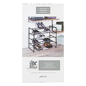 Richards Homewares Freestanding Shoe Rack, 4-Tier Holds Upto 12-Pair, Matte Black