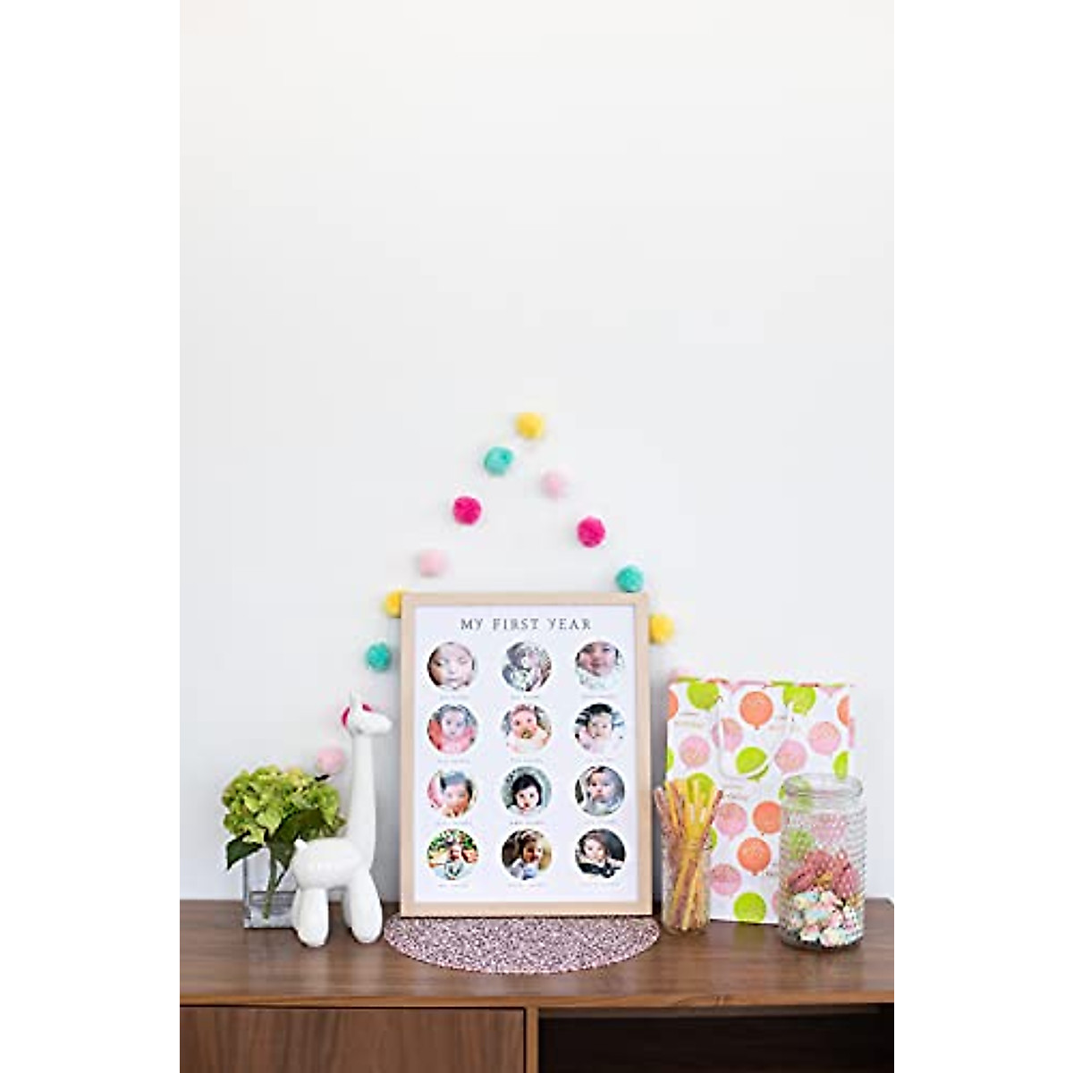 Pearhead Baby's First Year Photo Frame, Monthly Growth Baby Picture Frame, Gender-Neutral Baby Frame, Wooden