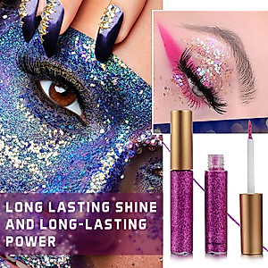 Colorful Liquid Eyeliner Set, 10 Colors Metallic Shimmer Glitter Eyeshadow, Long Lasting Waterproof Sparkling Eyeliner Eye Shadow