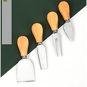 4pcs Cheese Knives Set - Butter Knife,Cheese Knife,Cheese Slicer,Cheese Fork, Stainless Steel Cheese Knife Set for Charcuterie Board and Accessories