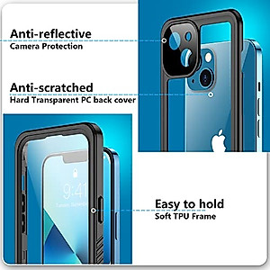 SPIDERCASE Designed for iPhone 13 Case, Waterproof Built-in Screen Protector, Rugged Heavy Duty Full Body Shockproof Protection Phone Case for iPhone 13 6.1 inch 2021”, Black/Clear