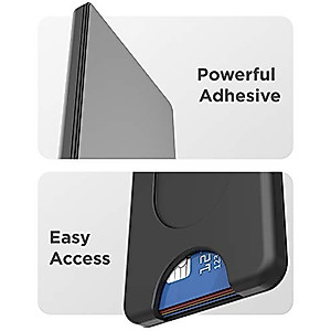 Encased Cell Phone Wallet, 4 Card System (Compatible with Circular Grip) Securely Holds IDs Business and Credit Cards - HardCard Reusable Adhesive Stick On Holder (Matte Black)