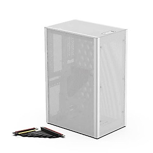 SSUPD Meshlicious Mini-ITX Small Form Factor (SFF) Case - Full Mesh Side Panel with PCIe Riser Cable - Tool-Free and Easy Accessibility (PCIE 4.0 Riser Cable, White)