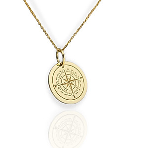 DANELIAN 14K Solid Gold Compass Pendant, North Star Compass Necklace (No Chain Included, 0.55 inches / 13.9mm)