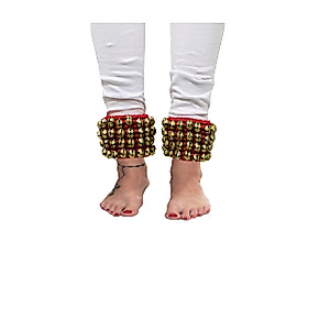 Ghungroo dancing bells ankle bells ghunghroo Red soft pad Four line ghungroo (40 + 40) Classical Dance Accessories Kathak dance brass bells (14 NO.) musical anklet for Bharatnatyam