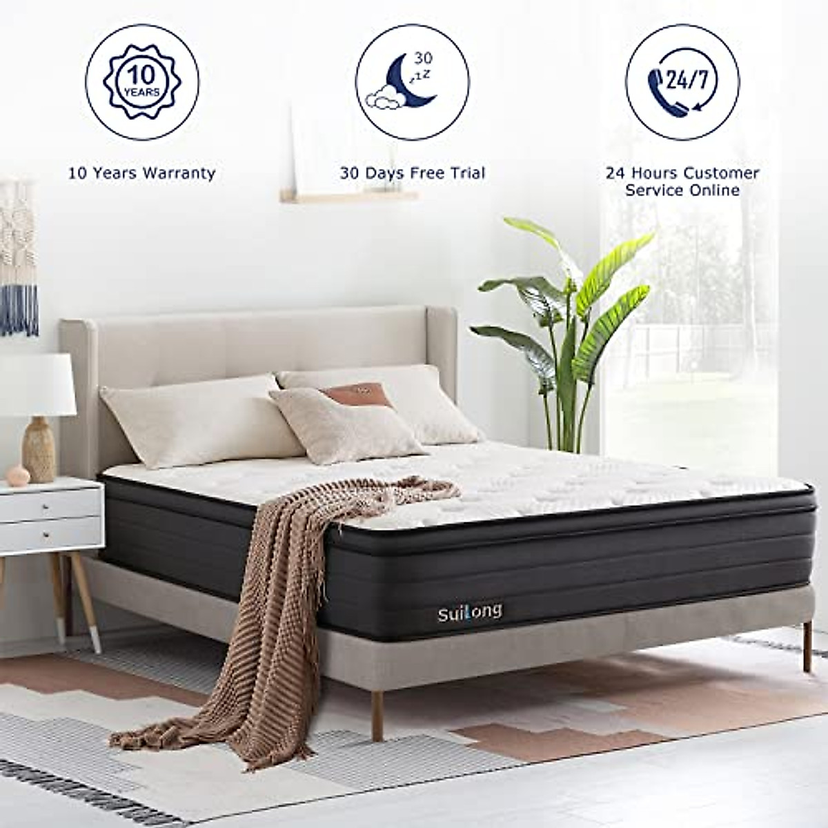 SUI LONG Twin Mattress, 11 Inch Medium Firm Memory Foam and Pocket Spring Hybrid Mattress for Motion Isolation and Pressure Relief, Fiberglass Free & CertiPUR-US Certified