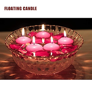 6 PCS Floating Candles, Pink Unscented Dripless Wax Burning Candles 1.77 Inch Diameter Floating Candles Discs for Cylinder Vases, Weddings, Pool Party, Wedding, Holiday, Home Decor (Pink)