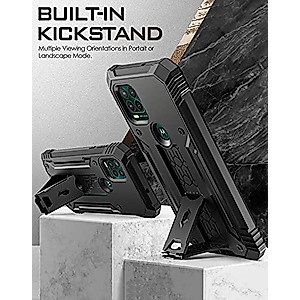 Poetic Revolution Series Case for Moto G Stylus 5G (2021), Model # XT2131, Full-Body Rugged Dual-Layer Shockproof Protective Cover with Kickstand and Built-in Screen Protector, Black