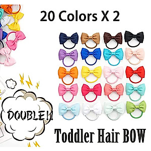 CELLOT Toddler Hair Ties 40pcs 2.75" Baby Girls Hair Bows Tie Baby Bows Elastics Rubber Ribbon Hair Bands Accessories for Baby Girls Kids Children