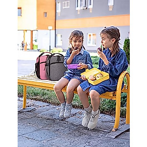 JOYHILL Kids Lunch Box, Insulated Lunch Bag for Teen Girl Boy, Lunch Boxes for Kids with Water Bottle Holder for School, Cute Lunchbox Kawaii Small Lunch Tote Toddler Grey