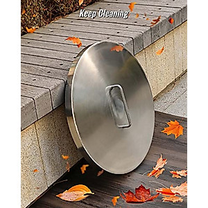 304 Stainless Steel Fire Pit Lid Fit for Solo Stove Bonfire 19.5" Fire Pit, Round Cover with Heat Resistant Handle, Outdoor Fire Pits Wood Burning and Camping Accessories