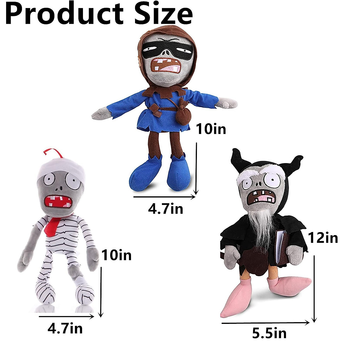 JHESAO 3 PCS Plants and Zombies Mummy Plush 1 2 Stuffed Zombies Set Toy Mummy Zombie PVZ Plushies Figure Soft Doll New