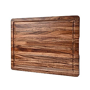Acacia Wood Cutting Board with Juice Grooves(16" x 12")- Wooden Chopping Board for Meat, Vegetables, Fruit & Cheese