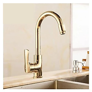 Rose Gold Brass Kitchen Faucet Swivel Kitchen Faucet one Hand hot and Cold washbasin Mixer Faucet (Color : Rose Gold)