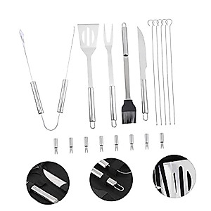 SECFOU 1 Set Barbecue Tool Portable Grilling Spatula BBQ Vegetable Clip Barbecue Grill Utensils Cooking Fork Grill Tongs Outdoor Grill BBQ Supplies Cooking Utensils Stainless Steel Mini