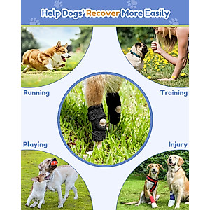 Huimpet Short Rear Leg Hock Brace, Dog Back Leg Brace for Hock & Ankle with Flexible Velcro, Dog Leg Brace for Torn ACL & CCL, Dog Leg Sleeve Wound Care and Loss of Stability from Arthritis,1 Pair, S